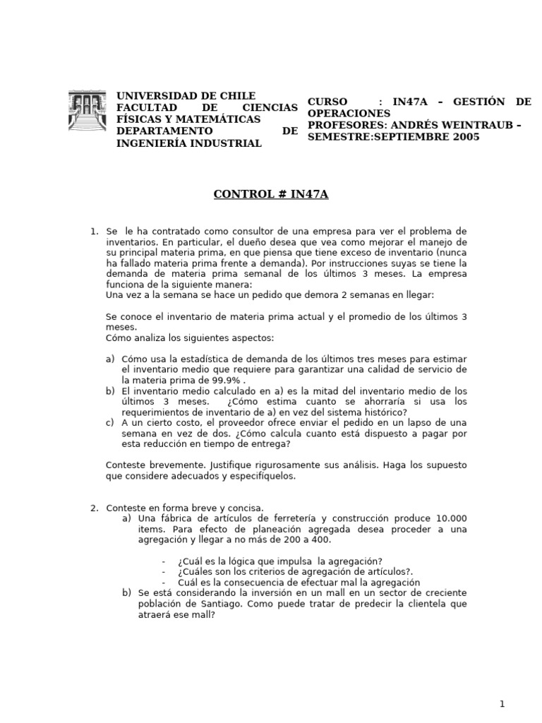 Control2 | PDF | Economias