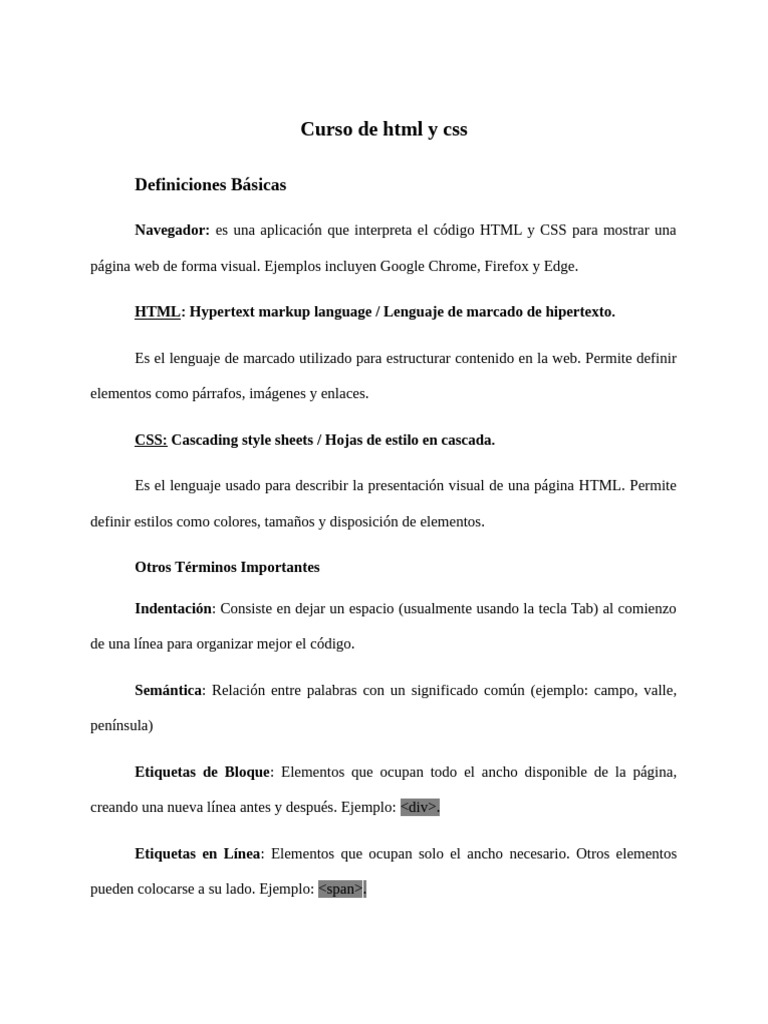 Curso de HTML y Css | PDF | HTML | Medios interactivos