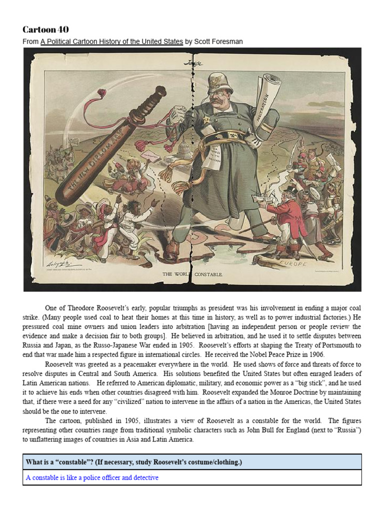 Cartoon 40 - World's Constable | PDF | Theodore Roosevelt | Global Politics