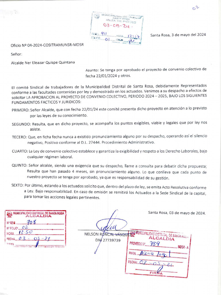 PACTO COLECTIVO 2024 COSITRAMUNSR-MDSR | PDF