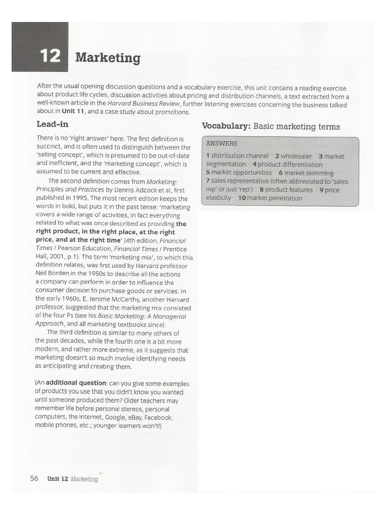 4 Marketing Vocabulary Exercises Answers | PDF