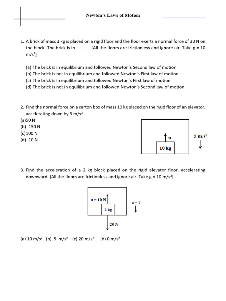 STD 9 Test On Newton's Law of Motion - 15 Sep 23-Student | PDF | Force ...
