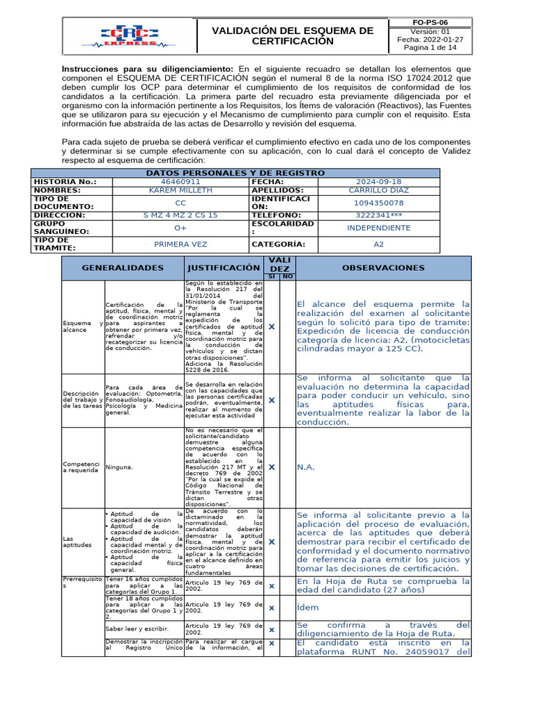 Certificados Validacion Del Esquema de Certificacion | PDF
