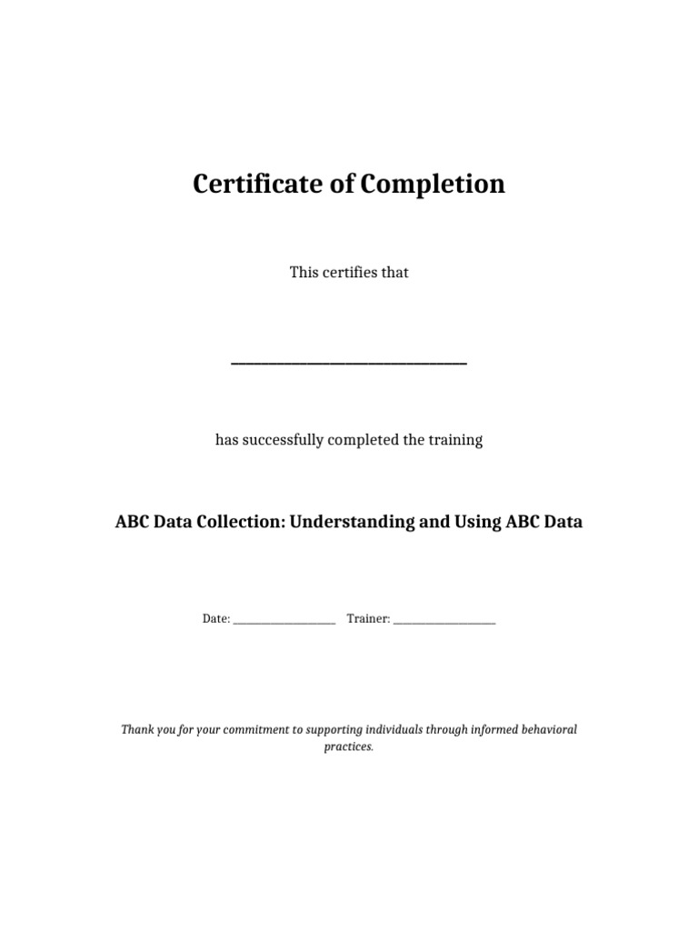 ABC Data Collection Certificate of Completion | PDF