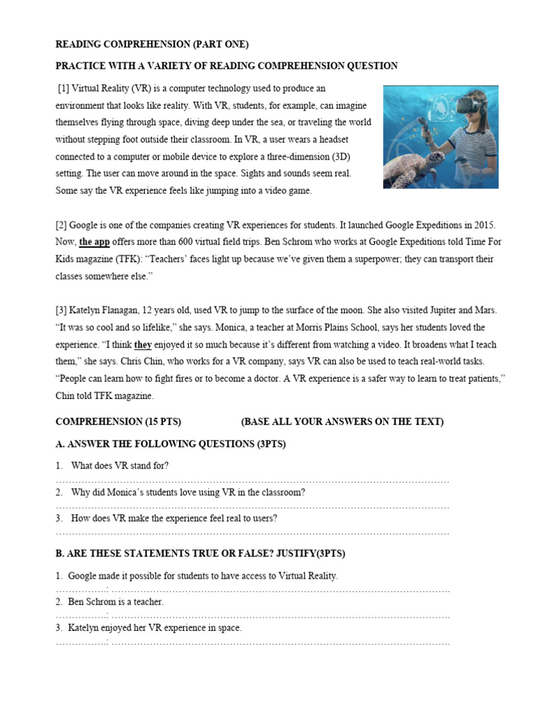 Reading Comp. Exam Prep. Part 1 and 2 | PDF | Virtual Reality
