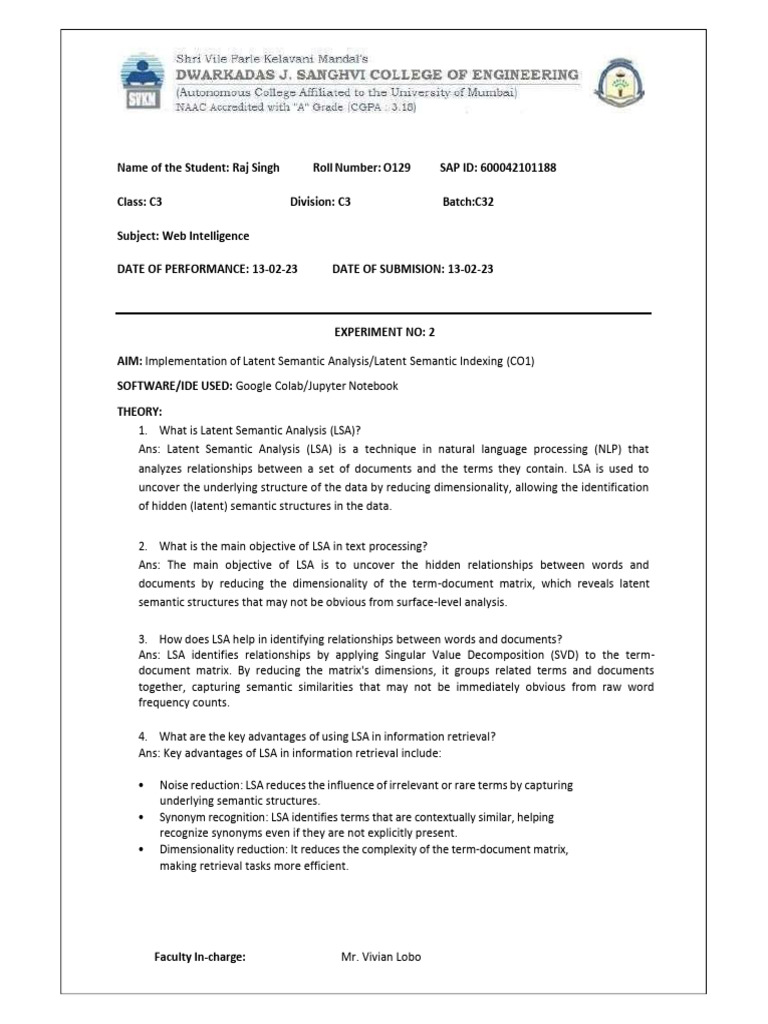 RajSingh WIexp2 | PDF | Applied Mathematics | Information Science