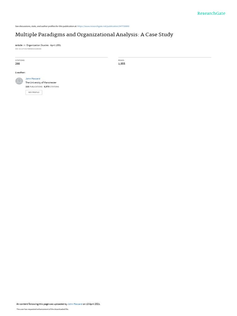 Multiple Paradigms and Organizational Analysis A C | PDF | Copyright