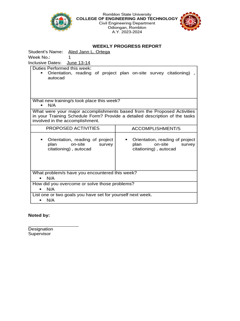 Aled Weekly Attendance and Accomplishment Form July 1 6 | PDF