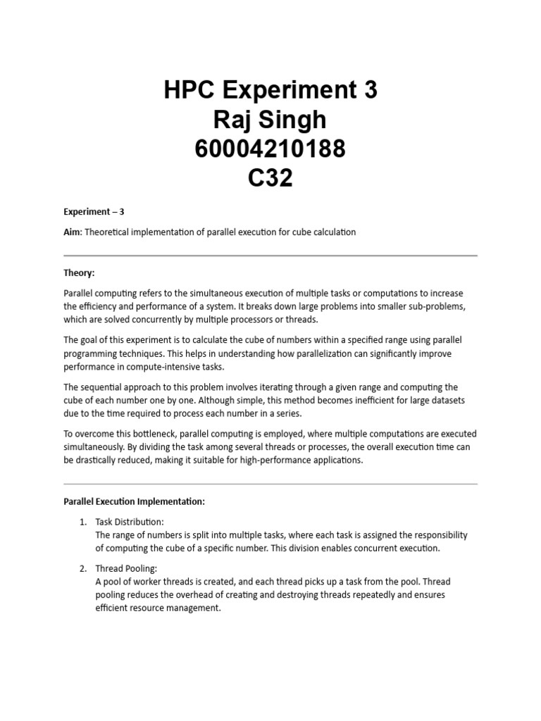 RajSingh HPCexp3 | PDF | Parallel Computing | Thread (Computing)