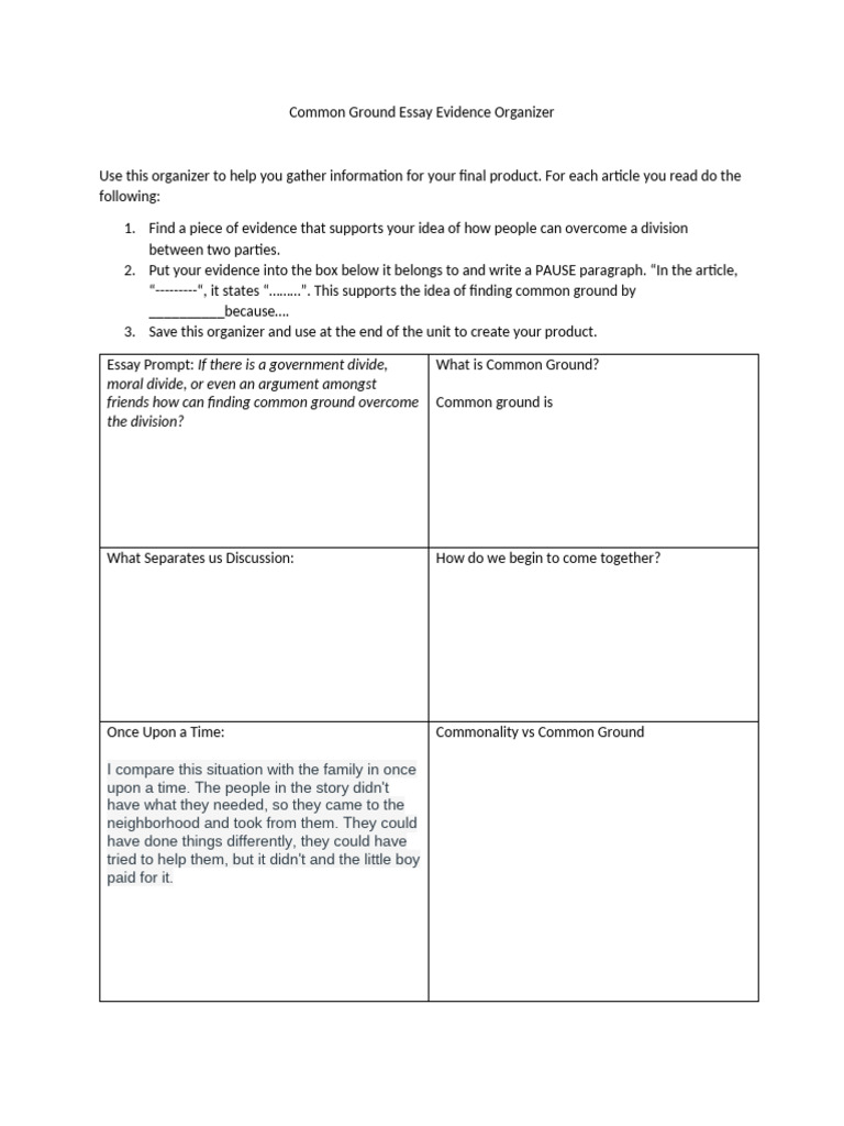 Essay Evidence Organizer | PDF | Social Psychology | Human Communication