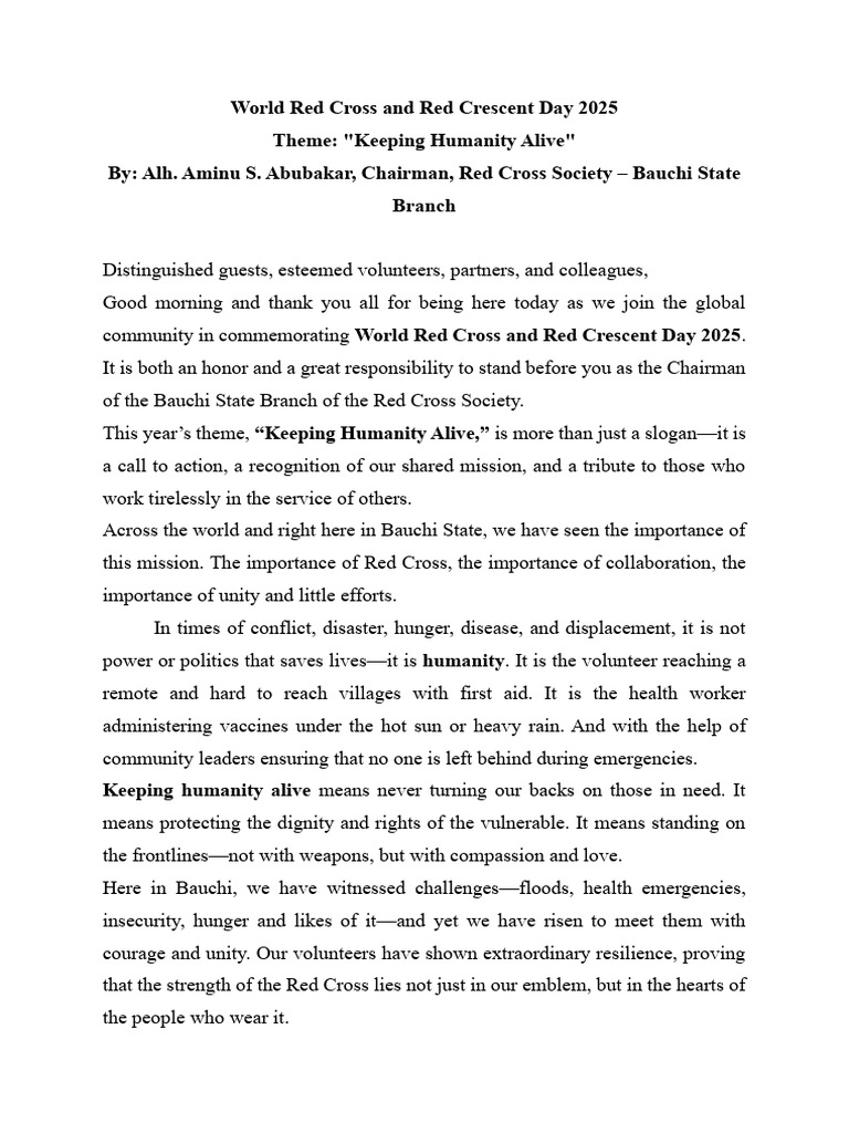 World Red Cross and Red Crescent Day 2025 | PDF | International ...