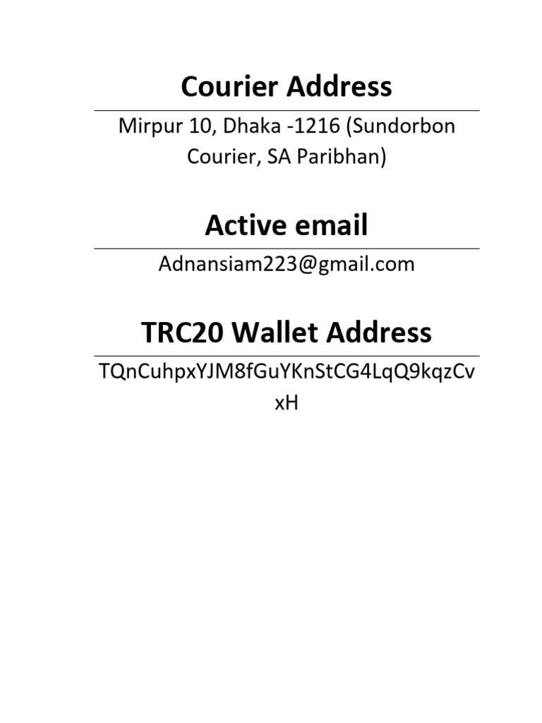 Courier Address: Mirpur 10, Dhaka - 1216 (Sundorbon Courier, SA Paribhan) | PDF