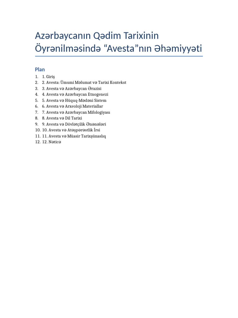 Avesta Ve Azerbaycan Tarixi | PDF