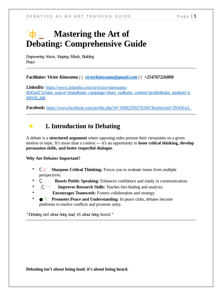 Mastering Debating Techniques Guide | PDF | Critical Thinking | Argument