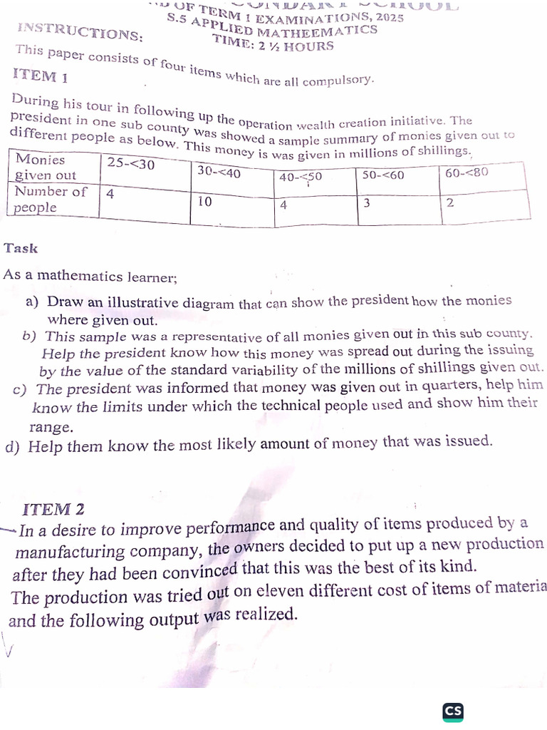 Masaka Ss Applied Mathematics 2025 | PDF