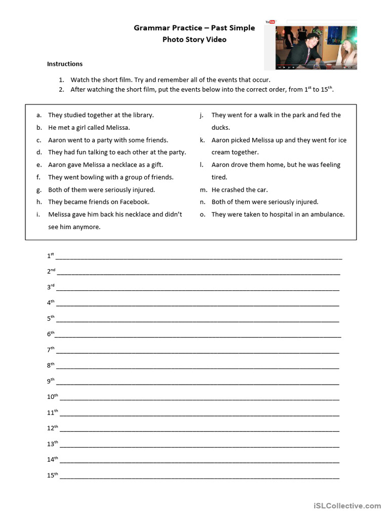 Past Simple Tense Video Activity - Photo Story | PDF
