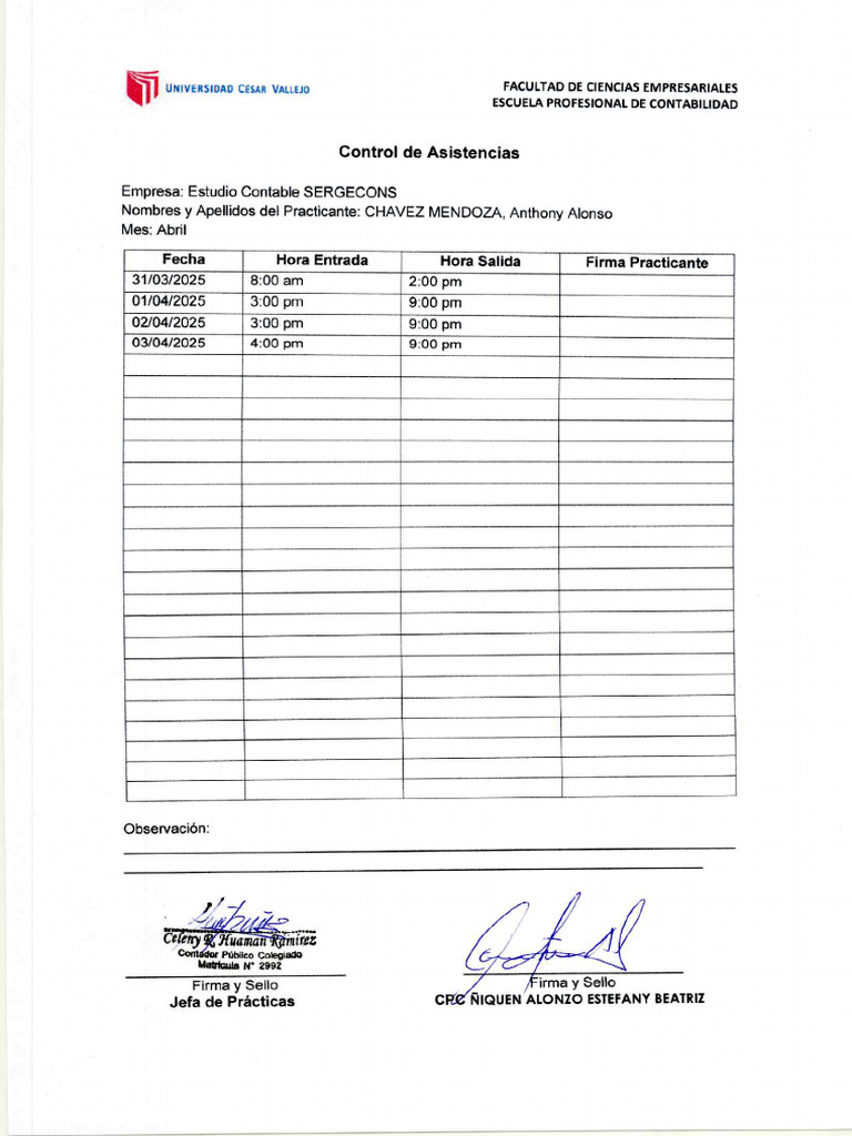 Control de Asistencias | PDF