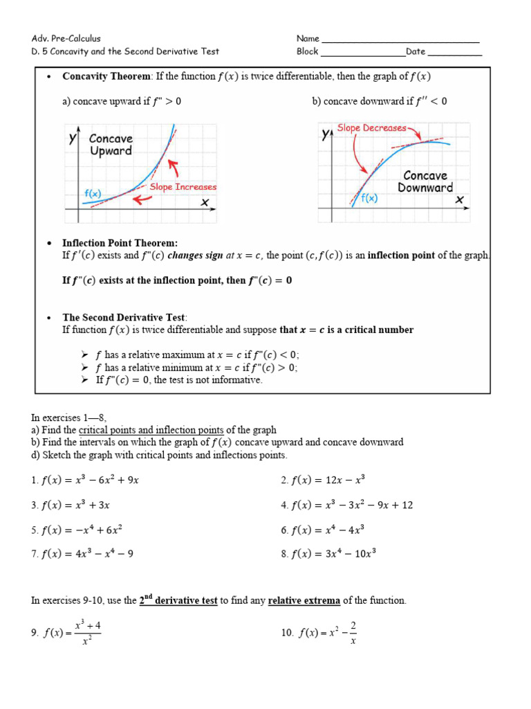 D.5 Concavity and The Second Derivative Test | PDF