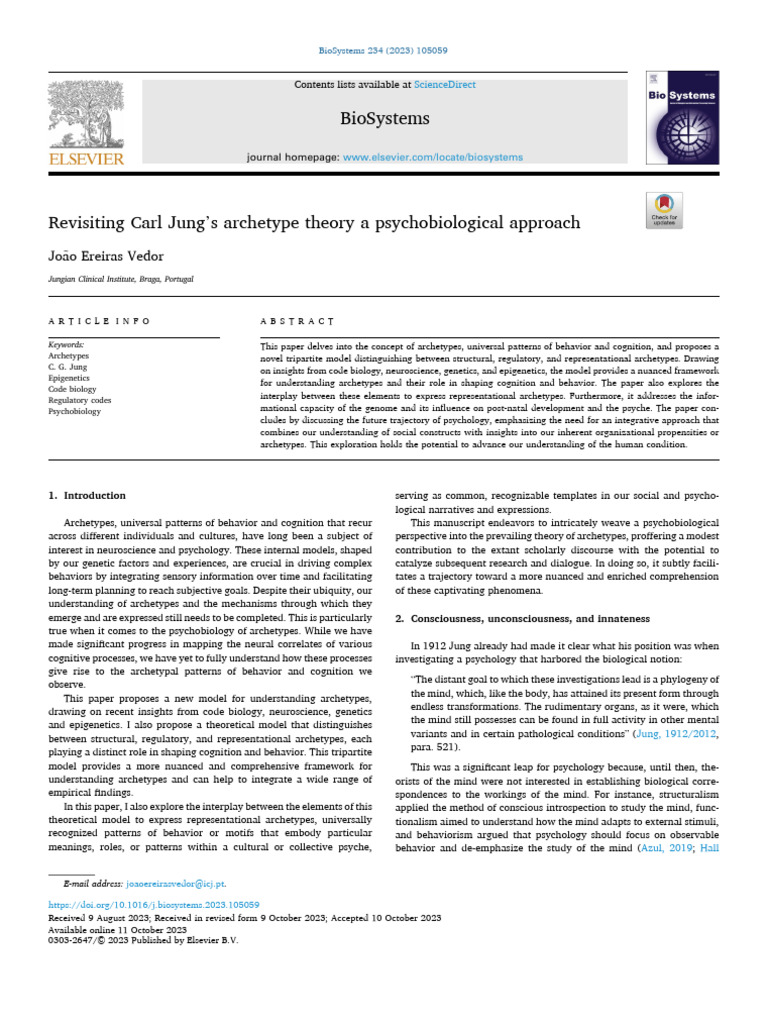 Revisiting Carl Jung's Archetype Theory A Psychobiological Approach | PDF | Archetype | Carl Jung