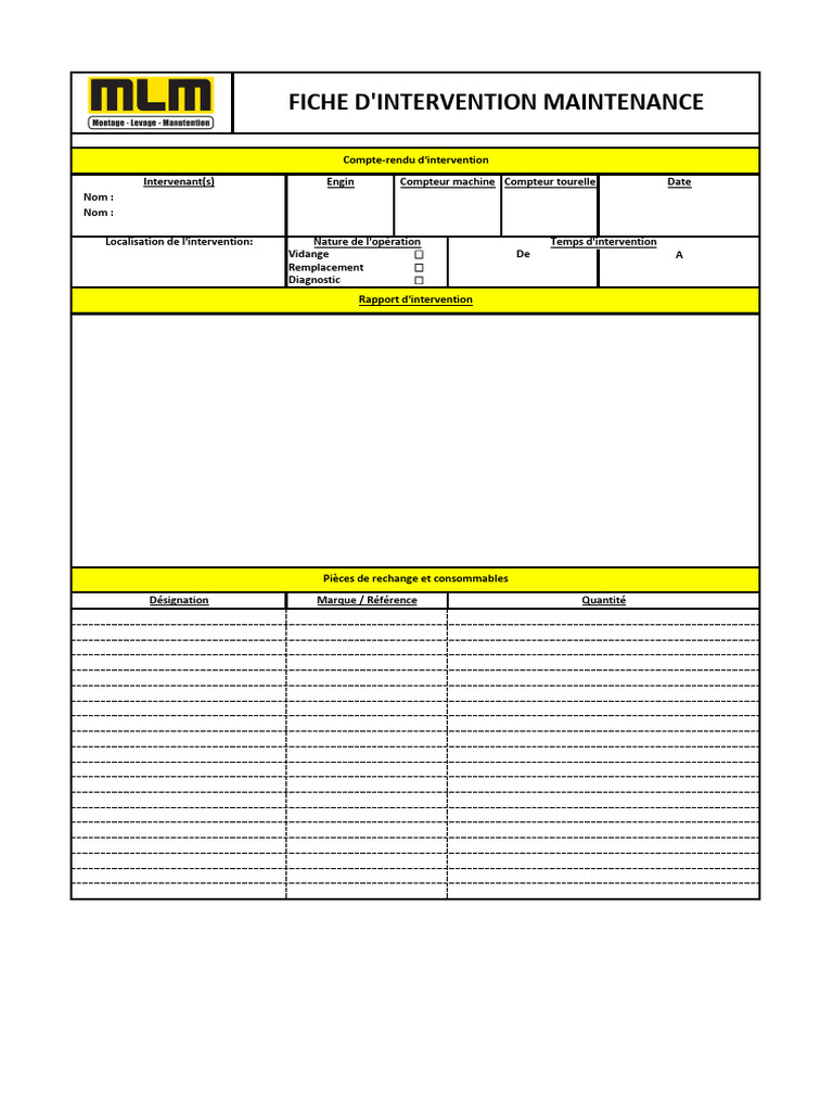 Fiche d'Intervention Maintenance PDF | PDF