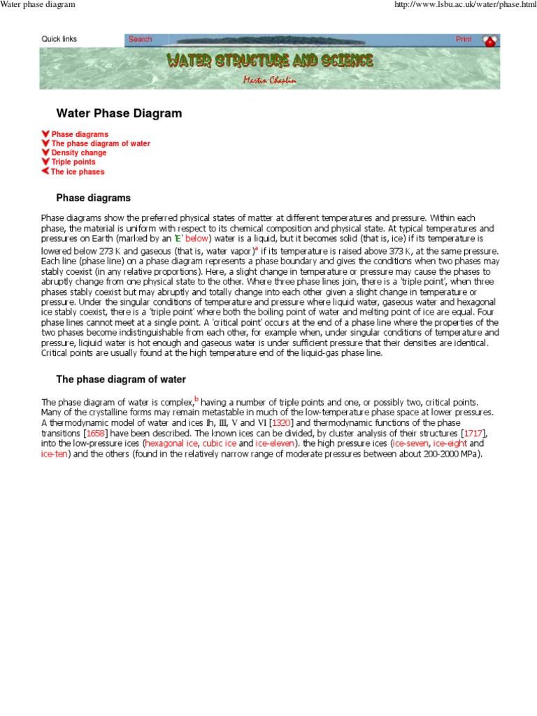 Water Phase Diagram | PDF | Phase (Matter) | Phase Diagram