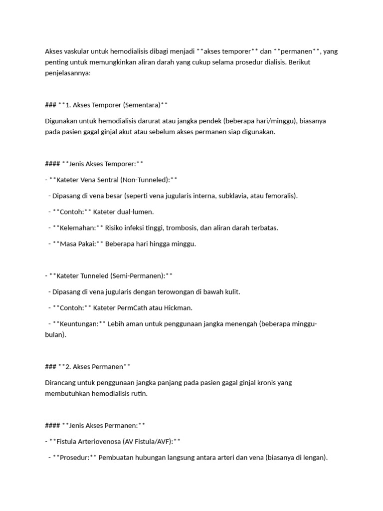 Akses Vaskular Pasien HD | PDF