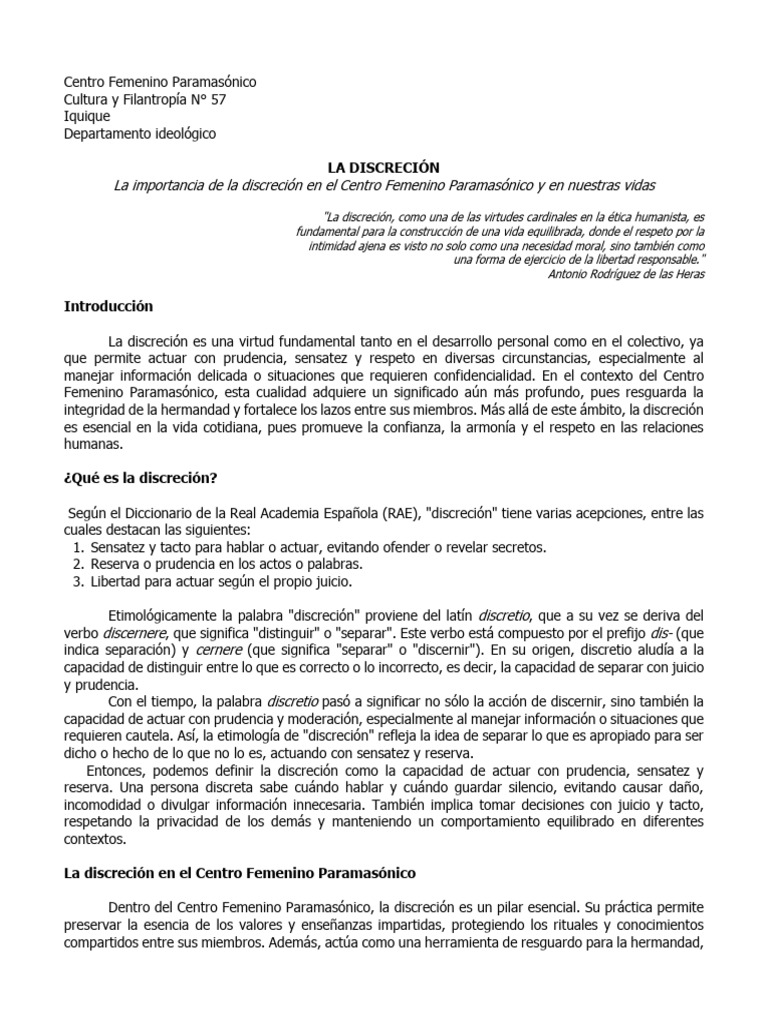 LA DISCRECION | PDF | Virtud | Información