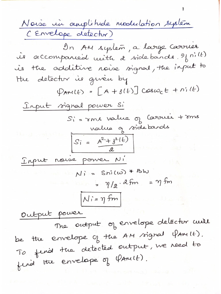 Noise in AM - Envelope Detector | PDF