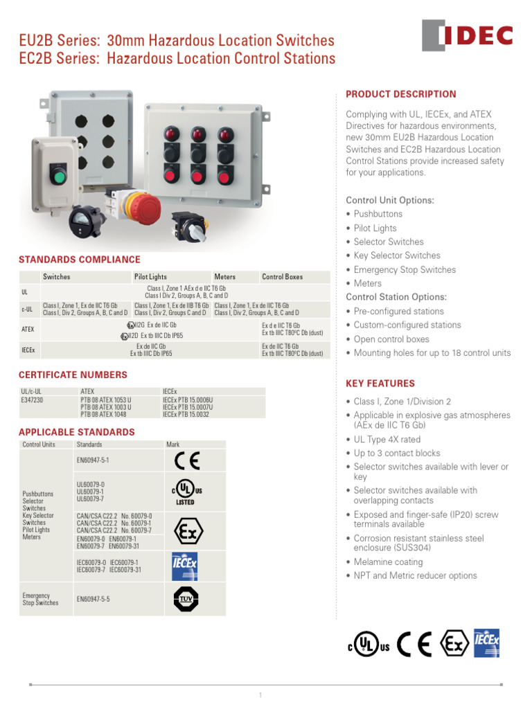 IDEC EU2B Datasheet | PDF | Switch | Mains Electricity