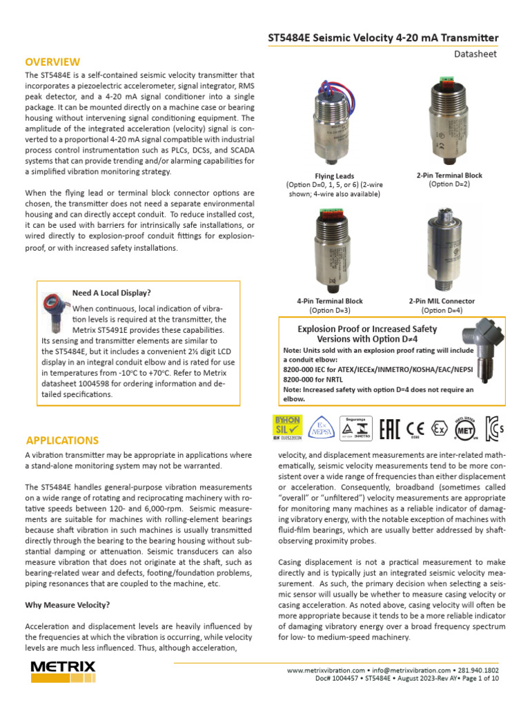 Metrix Vibration Transmitter | PDF | Low Pass Filter | Decibel