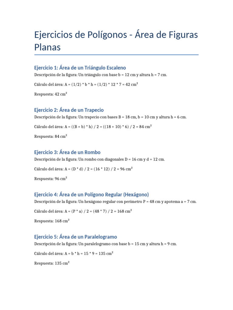 Ejercicios Area Poligonos | PDF