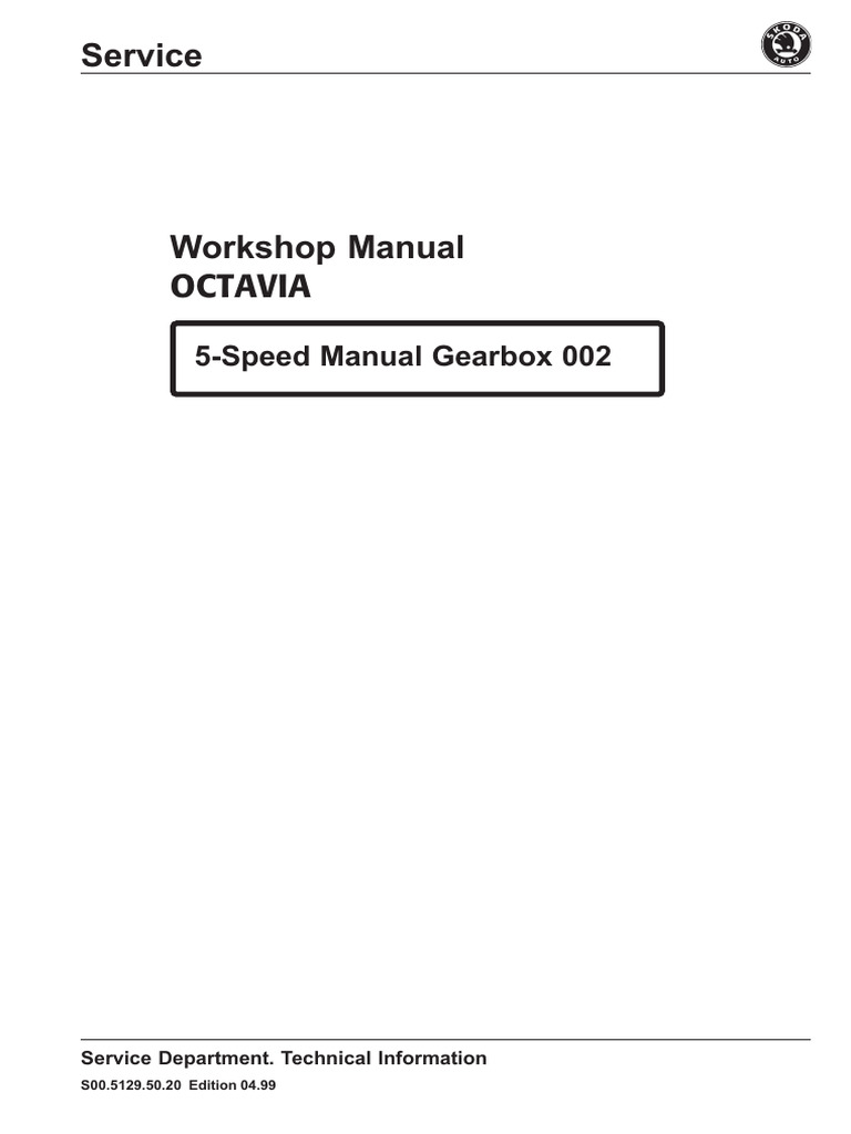 Skoda Octavia Workshop Manual s0051295020 5 Speed Manual Gearbox 002 ...