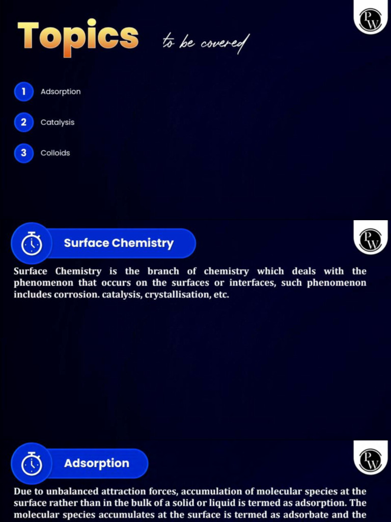 Surface Chemistry - Class Notes - CUET Crash Course Science 2025 | PDF