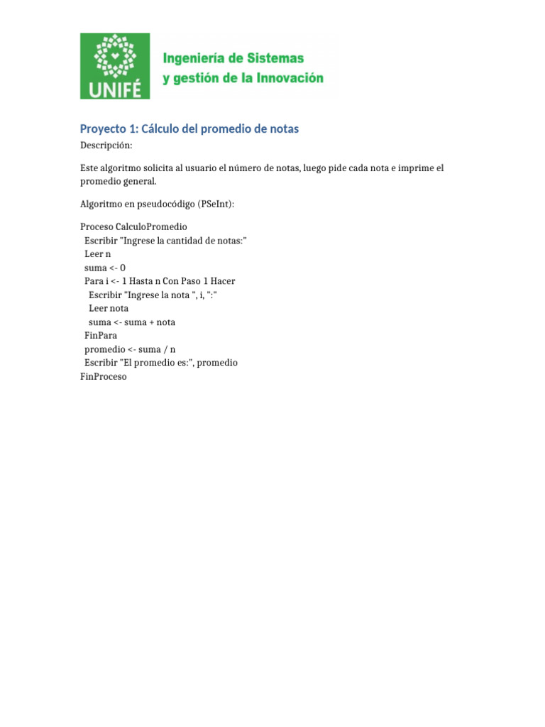 Algoritmo Proyecto 1 | PDF