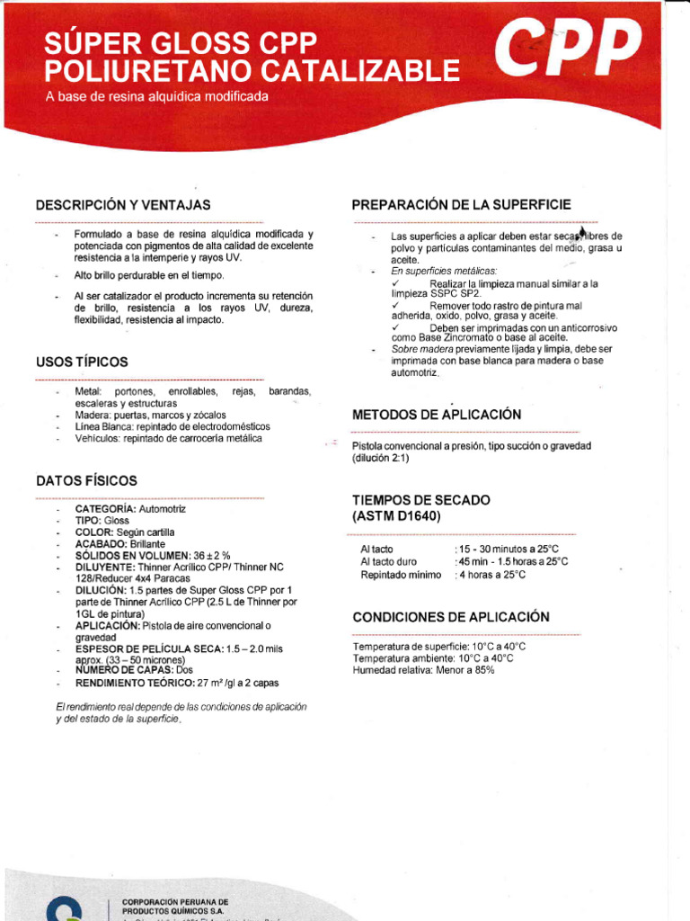 Ficha Tecnica Super Gloss CPP | PDF | Pintar