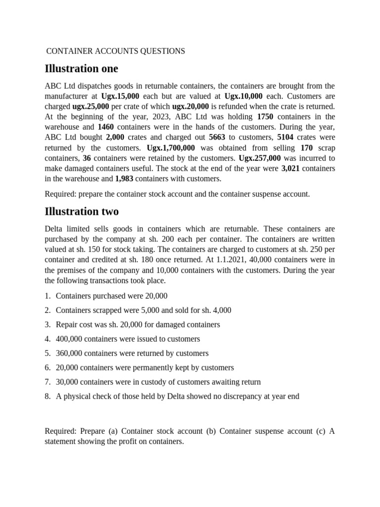 Container Accounts Questions | PDF | Business Economics | Economies