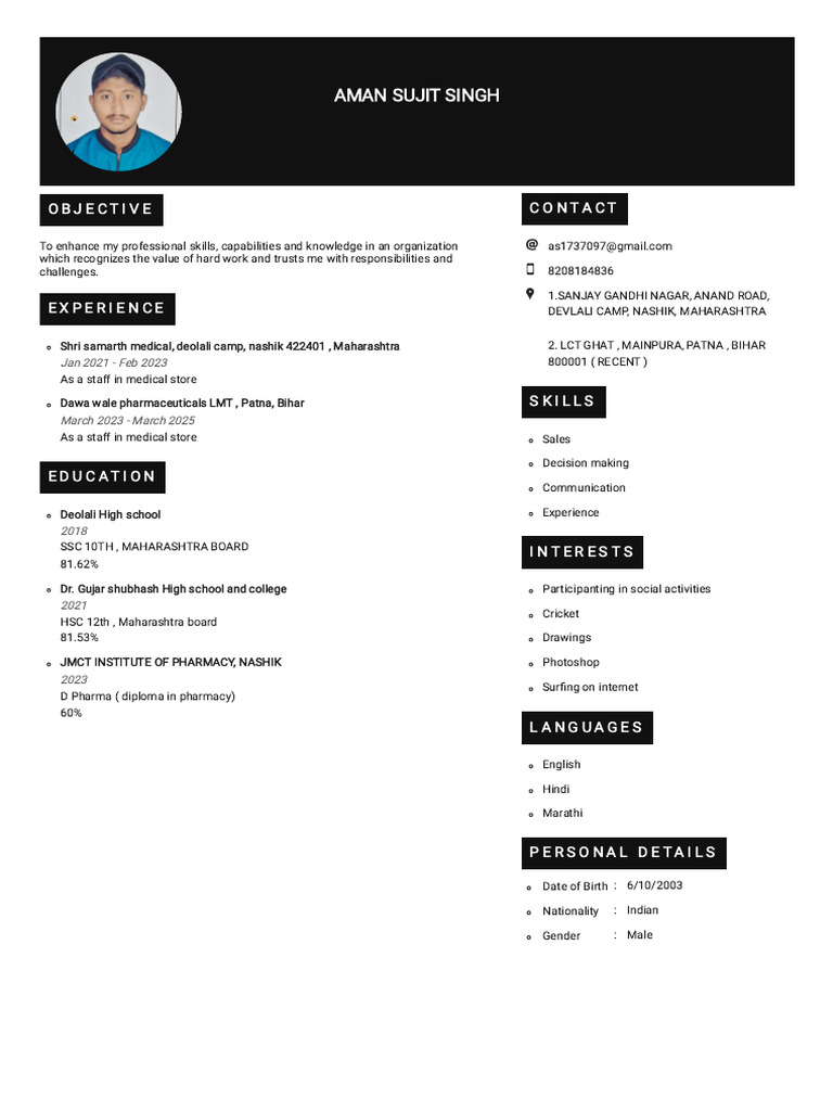 Aman Sujit Singh Resume | PDF