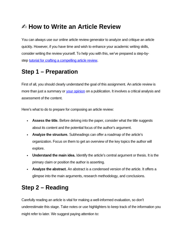 How To Write An Article Review | PDF | Argument | Methodology