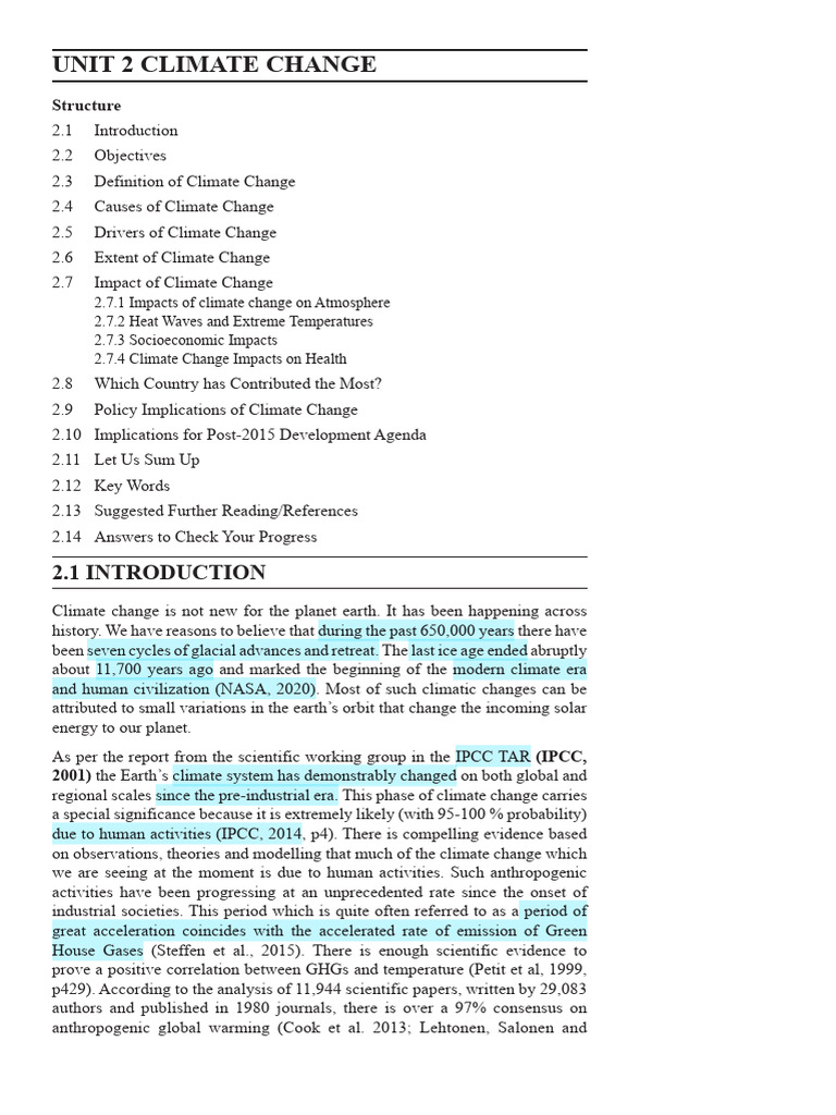 Week 3 Unit 2 Climate Change | PDF | Climate Change | Greenhouse Gas