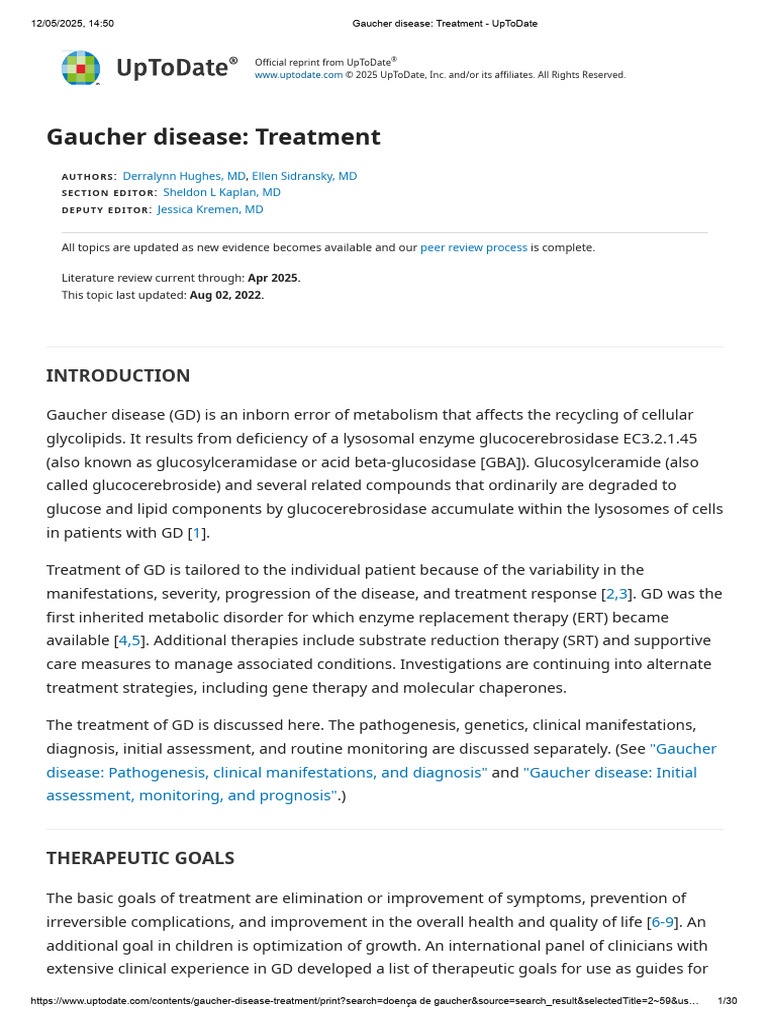 Gaucher Disease - Treatment - UpToDate | PDF | Enzyme Inhibitor ...