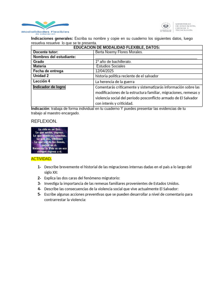 1° Leccion 4 | PDF