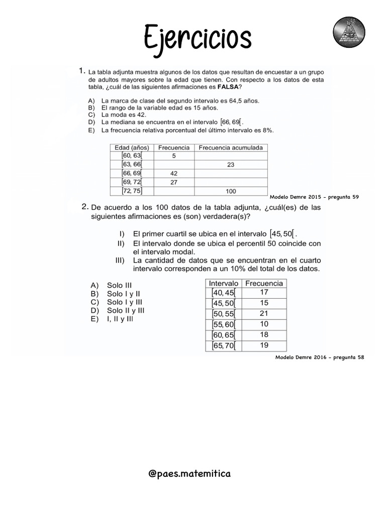 Ejercicios Datos y Azar | PDF