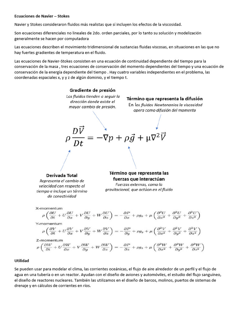 Ecuaciones de Navier-Stokes y Mediciones de Fluidos | PDF | Viscosidad ...