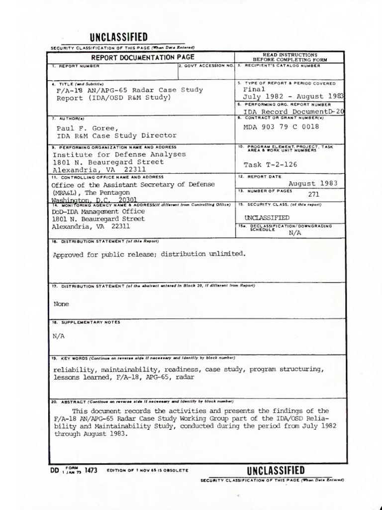 F A-18 AN APG-65 RADAR CASE STUDY REPORT | PDF | Agencies Of The United ...