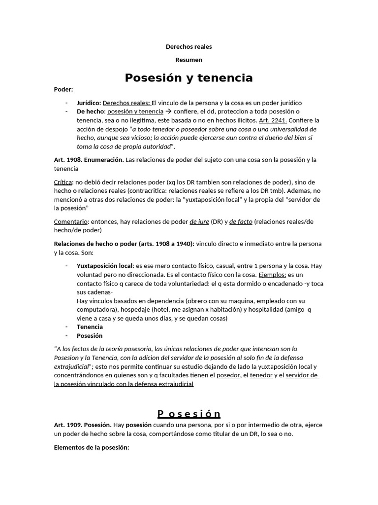 Derechos Reales (Recuperado Automáticamente) | PDF | Posesión (Ley ...