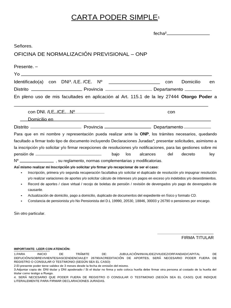 Carta Poder Simple | PDF