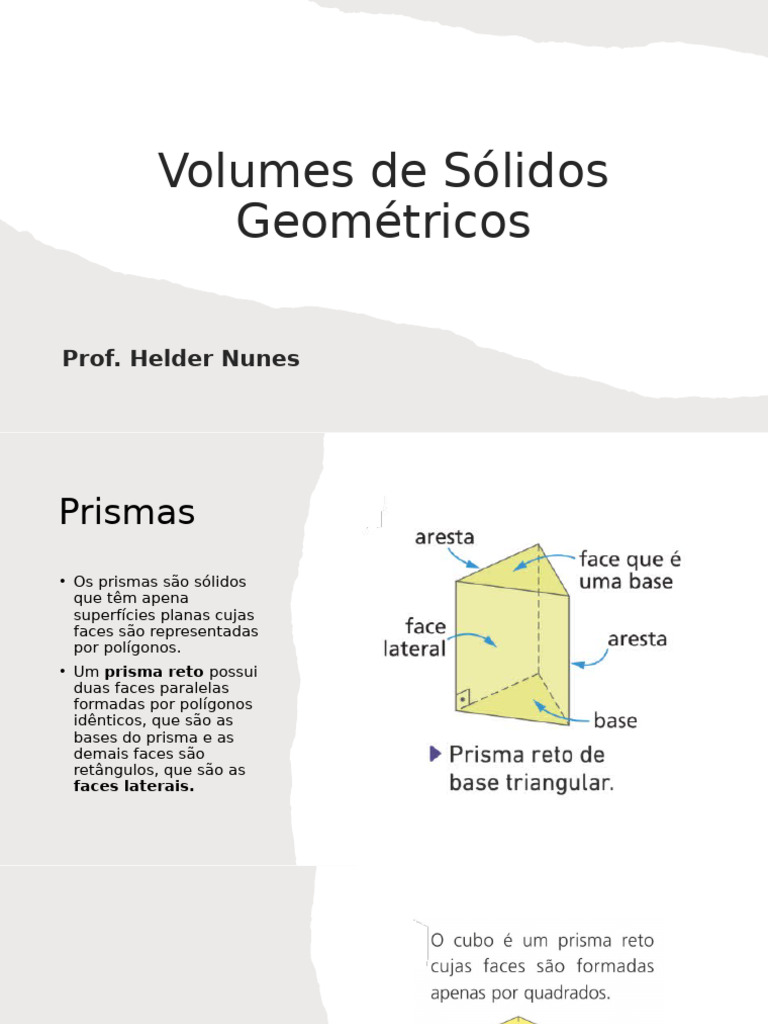 Volumes de Sólidos Geométricos | PDF