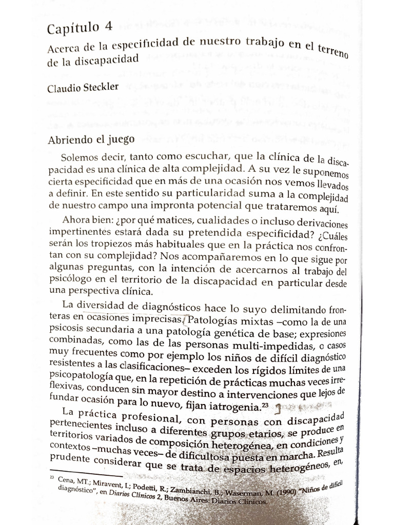 Acerca de la especificidad de nuestro trabajo en el terreno de la discapacidad (1) | PDF