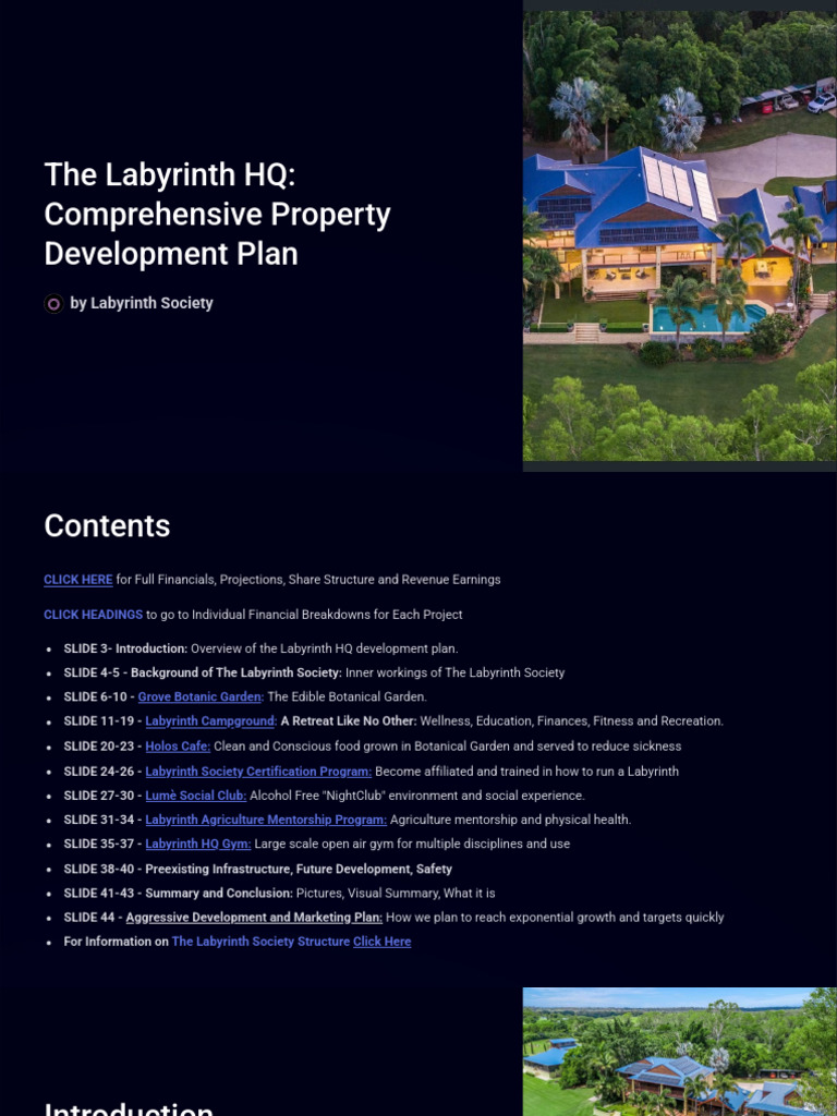 The Labyrinth HQ Comprehensive Property Development Plan | PDF | Cost ...