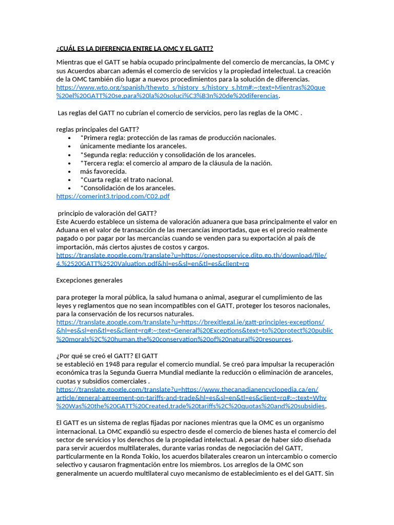 Cuál Es La Diferencia Entre La Omc y El Gatt | PDF | Acuerdo General ...